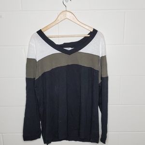 K Jordan | Tops | Olive Green Color Block Long Sleeved | Poshmark